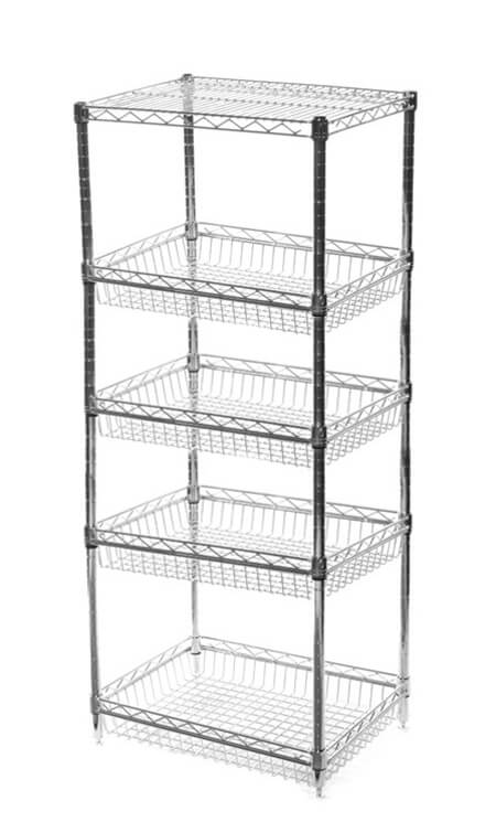 5 Tier Basket Wire Shelving Units by Omega Products Corporation