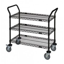 24" Deep x 30" Wide x 39" High 3 Tier Heavy Duty Black Wire Utility ...