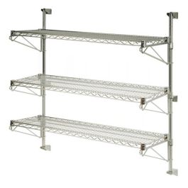 14" Deep x 48" Wide x 63" High Adjustable 3 Tier Chrome Wall Mount ...
