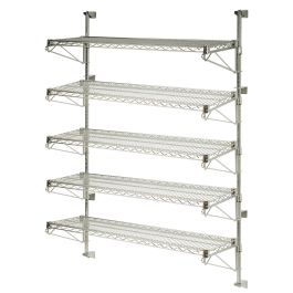 24" Deep x 30" Wide x 54" High Adjustable 5 Tier Chrome Wall Mount ...