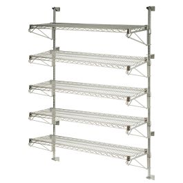 12" Deep x 24" Wide x 63" High Adjustable 5 Tier Chrome Wall Mount ...