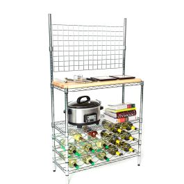 Superior Chrome Bakers Rack with Wine Storage by Omega Products Corporation