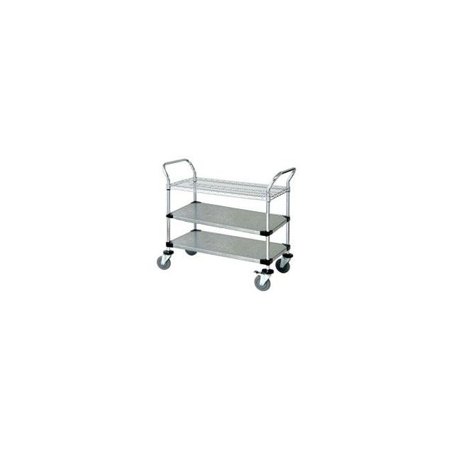 18" Deep x 48" Wide x 39" High 3 Tier Chrome Shelf Cart with 1 Wire ...
