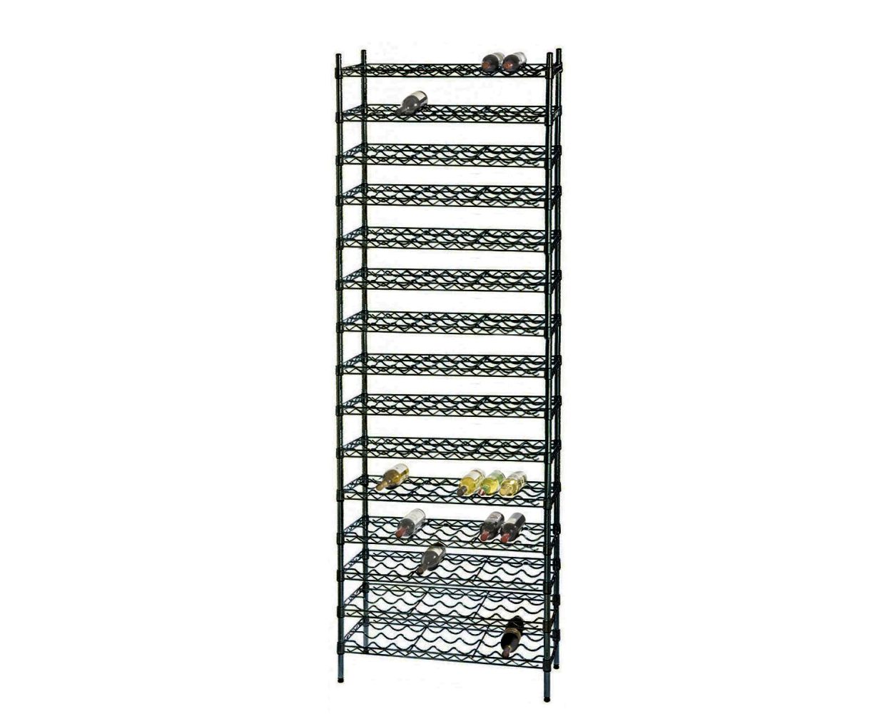 14" Deep x 36" Wide x 86" High 15 Gray Single Wine Rack with 135 Bottle ...