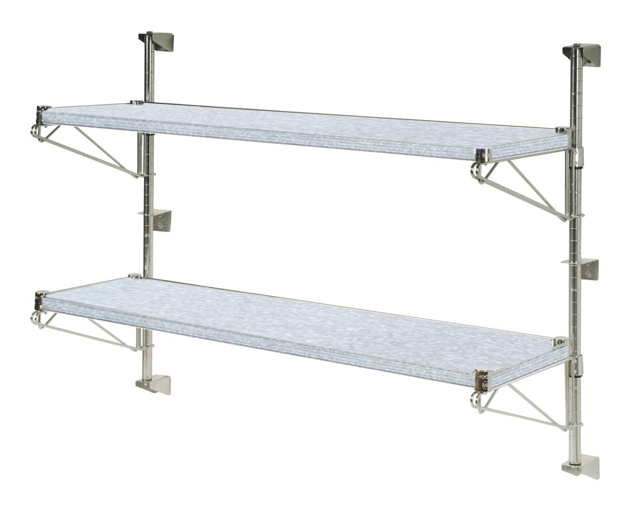 18" Deep x 72" Wide x 14" High Adjustable 2 Tier Solid Galvanized Wall ...