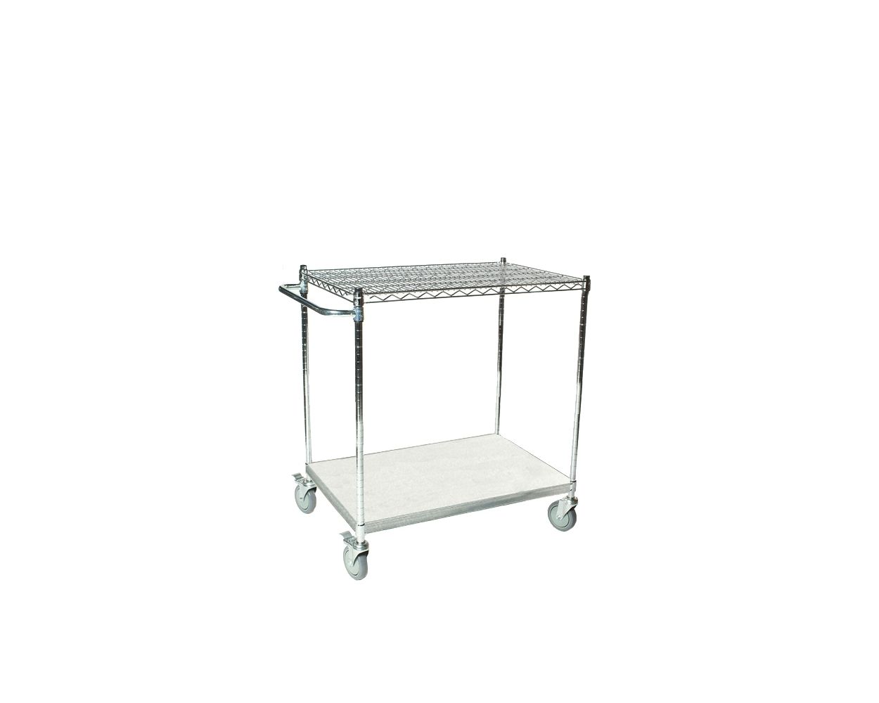 18" Deep x 42" Wide x 39" High 2 Tier Chrome Shelf Cart with 1 Wire ...