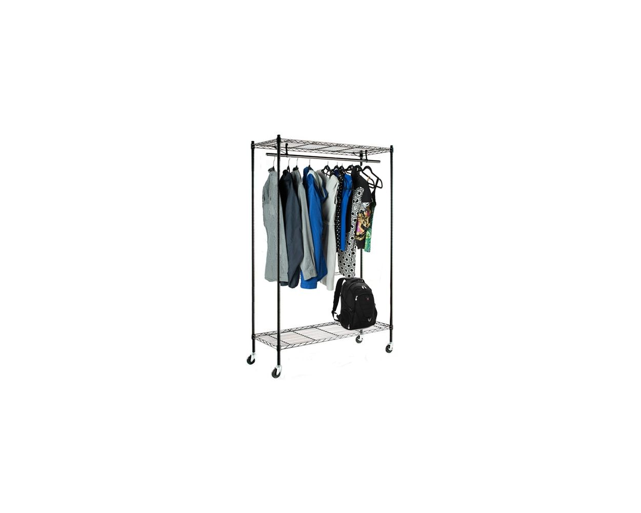 18" Deep x 24" Wide x 69" High 2 Tier Gray Mobile Garment Rack by Omega ...