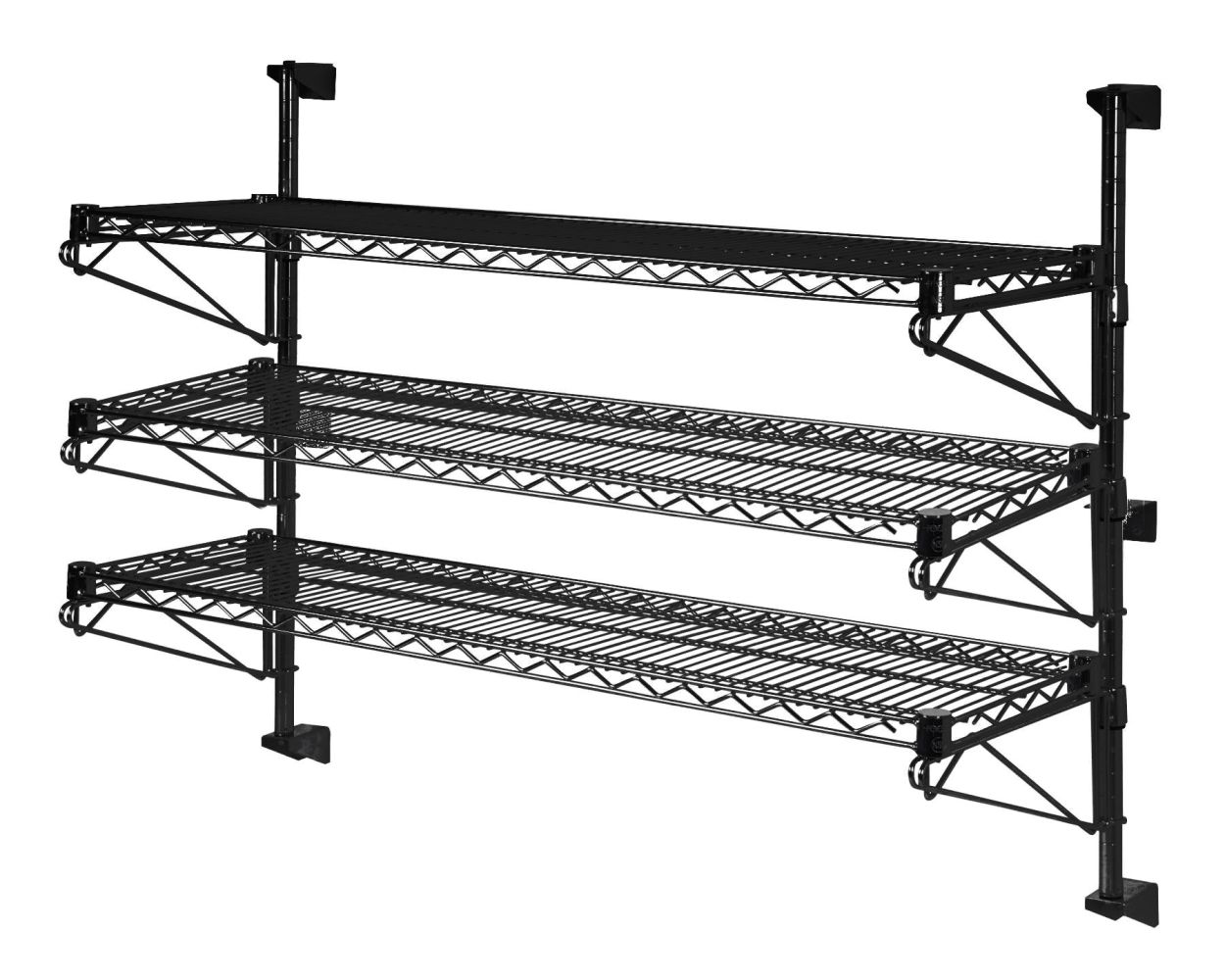 14" Deep x 48" Wide x 33" High Adjustable 3 Tier Black Wall Mount ...