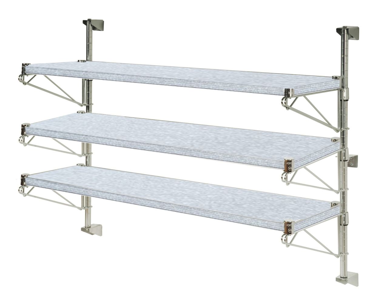 14" Deep x 48" Wide x 63" High Adjustable 3 Tier Solid Galvanized Wall ...
