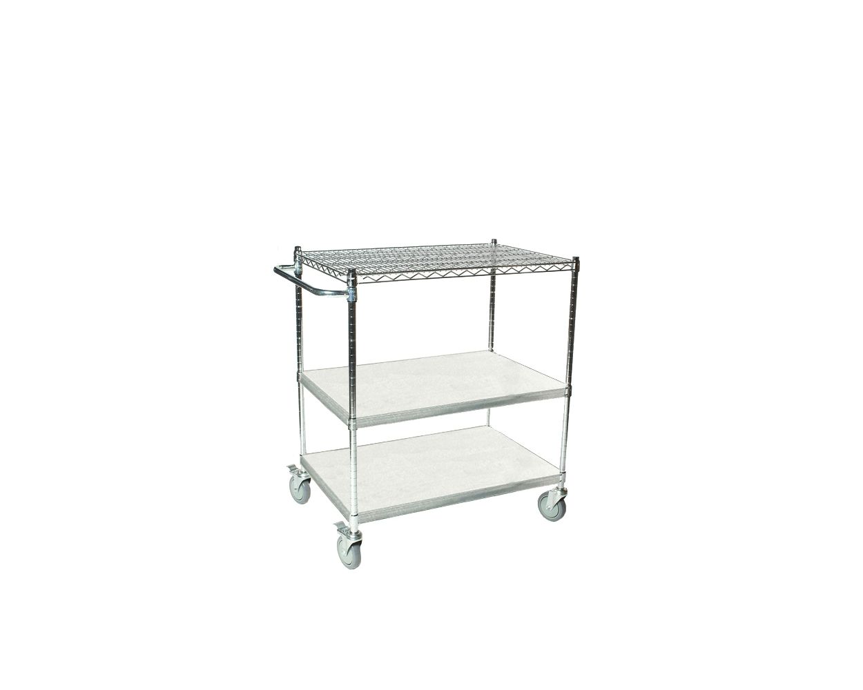 18" Deep x 30" Wide x 39" High 3 Tier Chrome Shelf Cart with 1 Wire ...