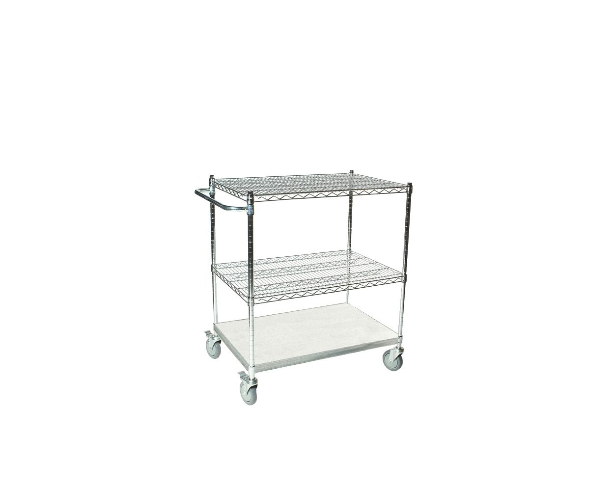 18" Deep x 72" Wide x 39" High 3 Tier Chrome Shelf Cart with 2 Wire ...