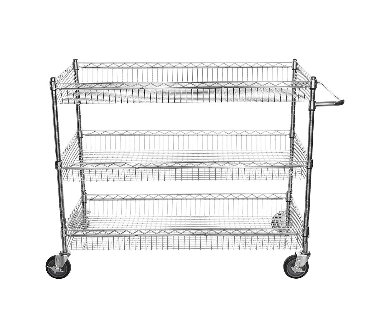 24" Deep x 48" Wide x 39" High 3 Tier Gray Wire Shelf Push Cart by ...