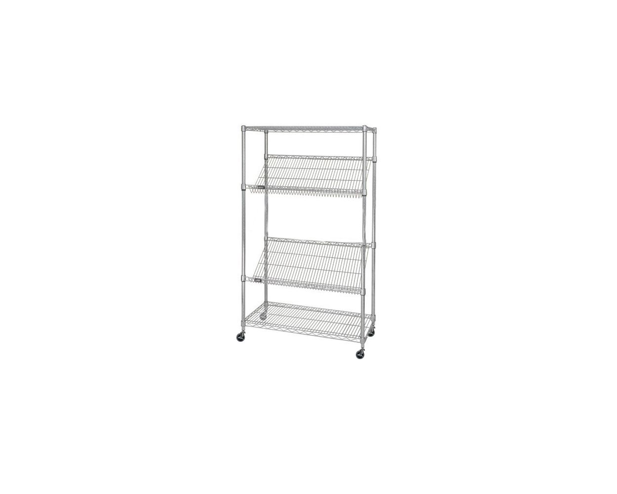 18" Deep x 48" Wide x 60" High 4 Tier Slanted Wire Black Shelf Truck by ...