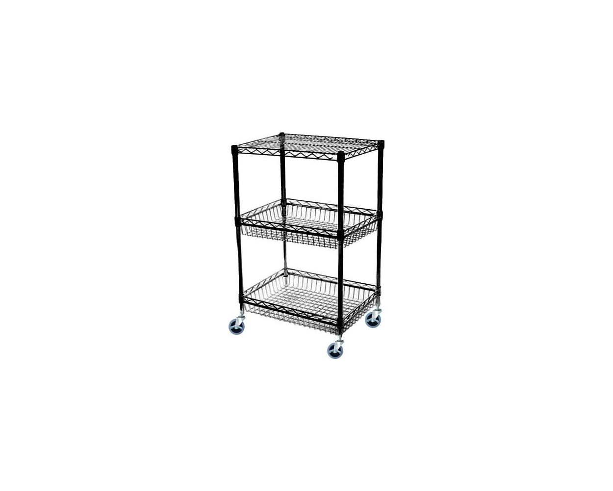 14" Deep x 24" Wide x 42" High 2 Tier Black Mobile Basket Unit 1200lb ...