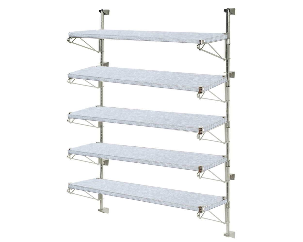 24" Deep x 30" Wide x 63" High Adjustable 5 Tier Solid Galvanized Wall ...
