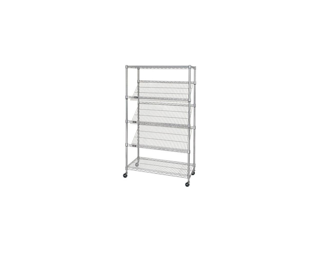 24" Deep x 36" Wide x 80" High 5 Tier Slanted Wire Black Shelf Truck by ...