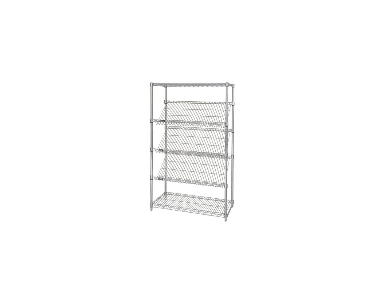 24" Deep x 60" Wide x 74" High 5 Tier Slanted Black Wire Shelf Starter ...
