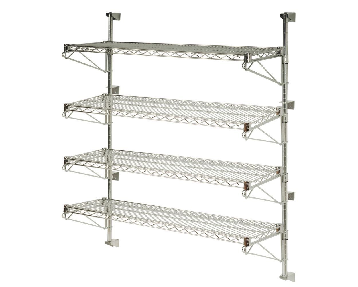 12" Deep x 72" Wide x 54" High Adjustable 4 Tier Chrome Wall Mount ...