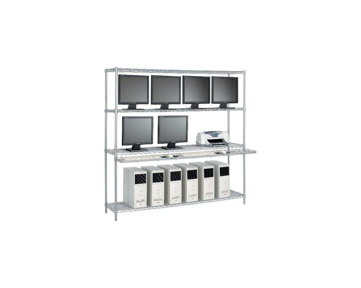 24" Deep x 48" Wide x 74" High LAN Workstation with 1 Cantilever Shelf ...