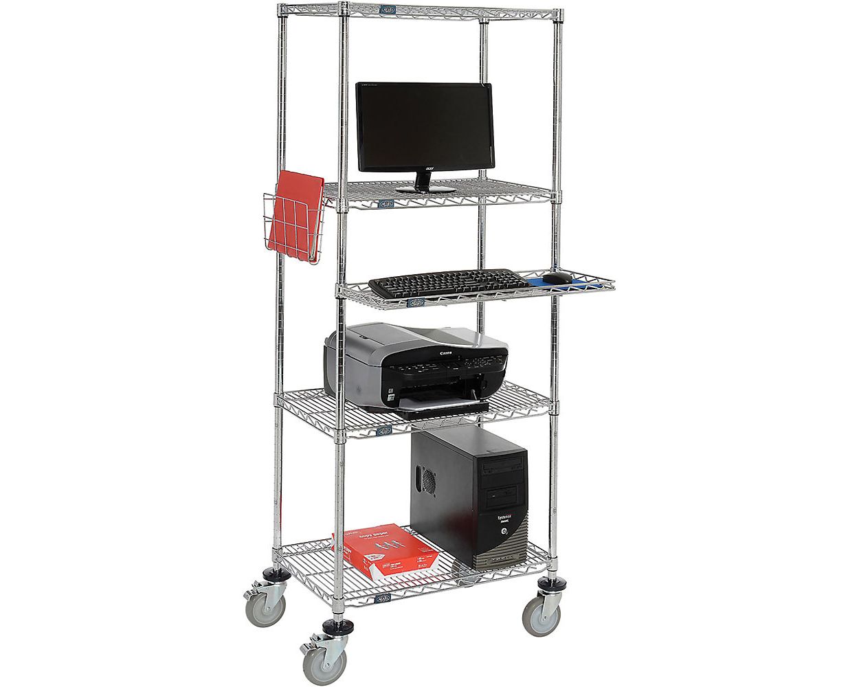 24" Deep x 48" Wide x 80" High Mobile LAN Workstation with 1 Cantilever ...