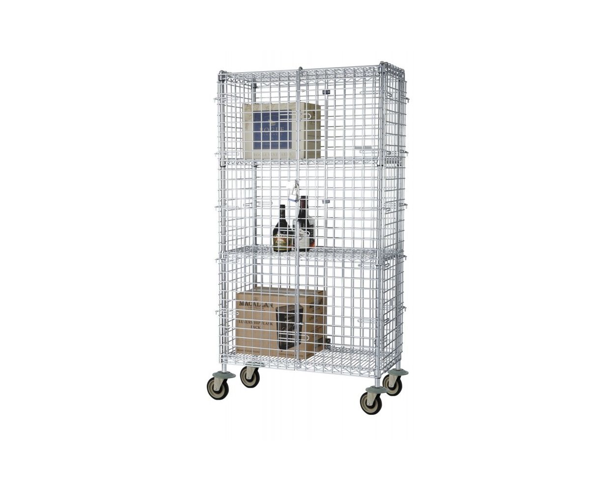 24" Deep x 48" Wide x 69" High Mobile Chrome Security Cage with 0 ...